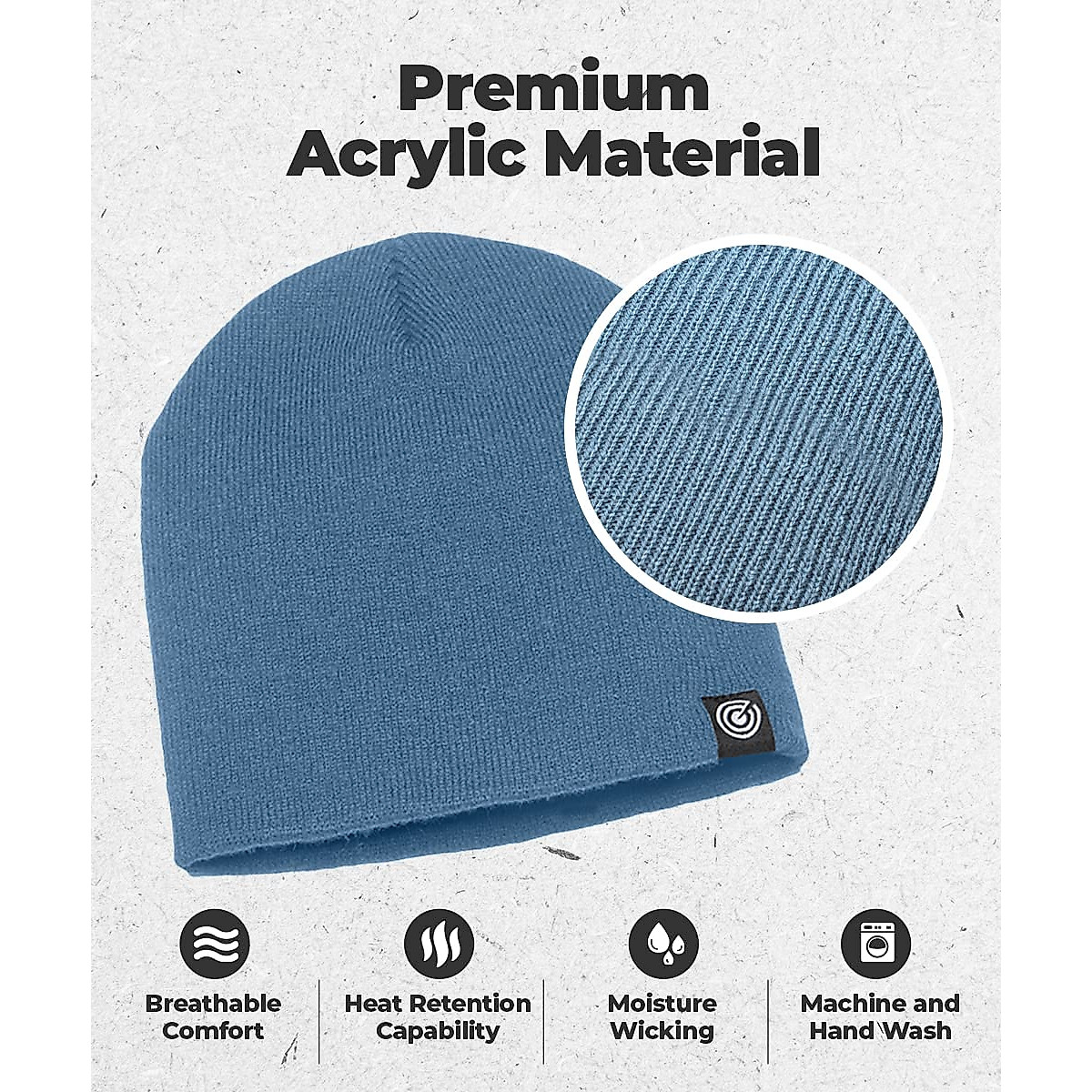 Original Beanie Cap - Soft Knit Beanie Hat - Warm and Durable (Blue Denim)