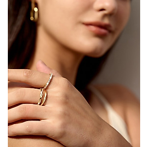 DEARMAY Stackable Gold Ring Set for Women, Dainty 14K Real Gold Ring Jewelry Diamond Trendy Twisted Fashion Thin Cubic Zirconia Simple Non Tarnish Thumb Unique Statement Rings Pack Size 5/6/7/8/9/10,