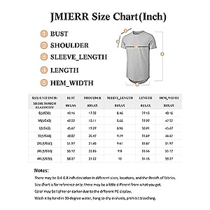 JMIERR Men's 3 Pack Cotton Hipster Hip Hop Longline Crewneck T-Shirt, Short Sleeve T Shirts for Men Pack, US 43(L), Black/Dark Grey/Khaki
