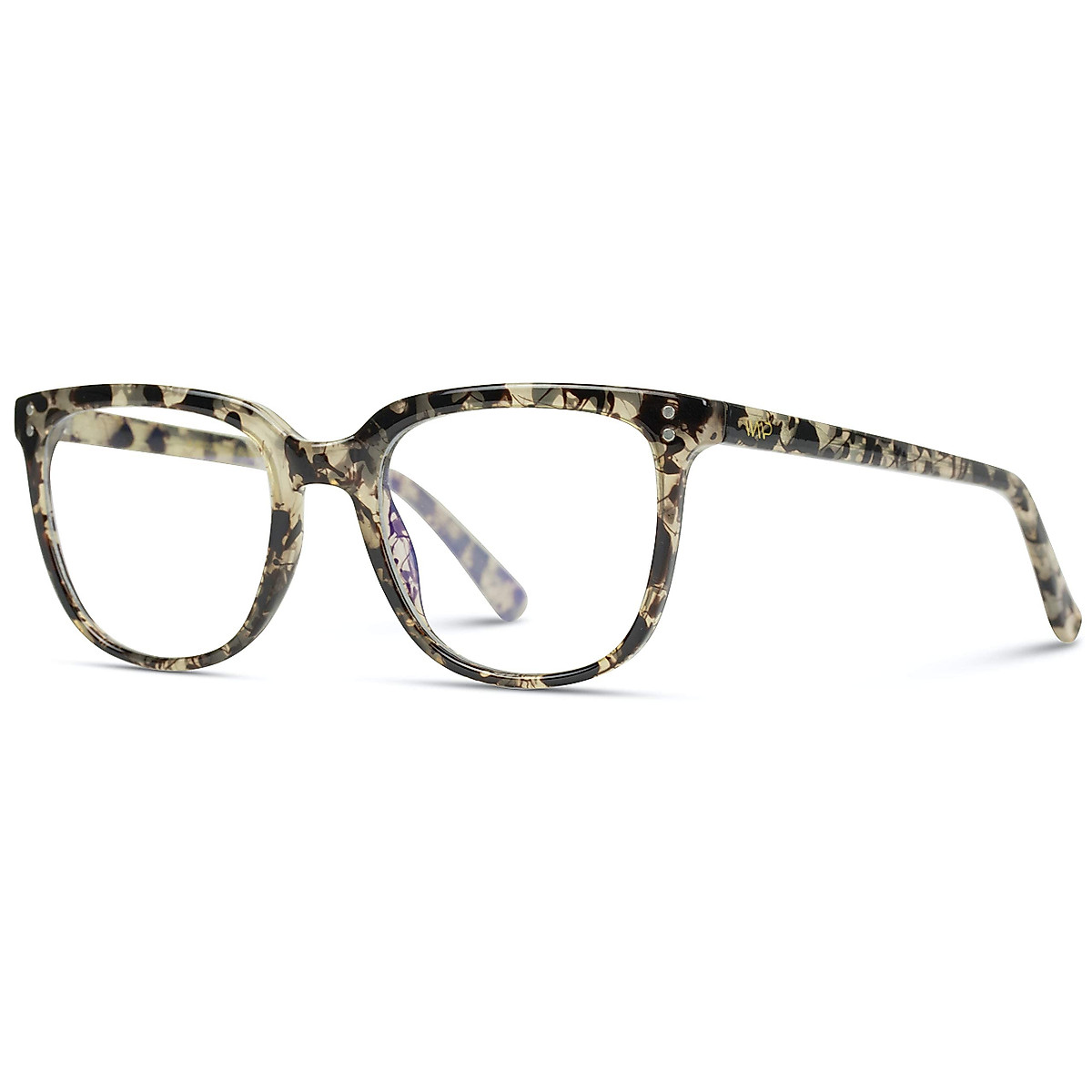 WearMe Pro - Square Rectangular Classic Flat Top Women Men Unisex Blue Light Glasses (Cream-Tortoise)