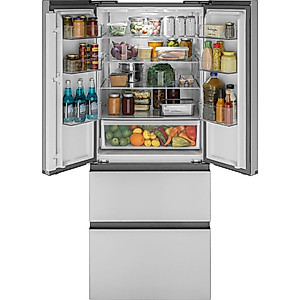 Haier 14.5 Cu. Ft. Fingerprint Resistant Stainless Steel 4 Door Refrigerator