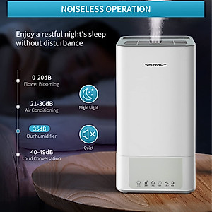 Wistopht Top Fill Humidifiers for Bedroom, 6L Ultrasonic Humidifiers for Large Room, Cool Mist Humidifier for Bedroom&Office, Quiet Anion Humidifier with Adjustable Mist Output,LED Touch Display