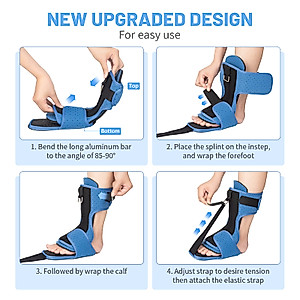 Acankn Plantar Fasciitis Night Splint: Adjustable Plantar Fasciitis Brace with Arch Support | Dorsal Night Splint for Plantar Fasciitis Women Men | Dual Effective Plantar Fasciitis Relief Achilles Tendonitis Foot Drop Heel Pain Black-Blue