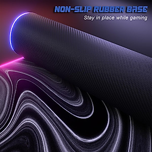 ITNRSIIET RGB Gaming Mouse Pad, Full Desk XL Extended Large Gaming Mousepad, 12 Lighting Modes, 30% Thicker, Big LED Desk Mat for Keyboard Computer Men Gamers, 32" x 12", Abstract Black and White