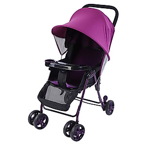 Baby Infant Stroller Sun Shade Canopy UV Protection Rays Easy Installing Sunshade Cover Awning Pushchair Universal Sunblock Strollers for Baby Prams and Buggies, Purple(Only Includes Awning)