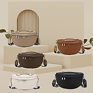 Eslcorri Crossbody Bags for Women - Fashion Sling Purse Shoulder Bag Fanny Pack Leather Causal Chest Bum Bag with Adjustable Wide Strap for Workout Traveling Running Shopping - Black