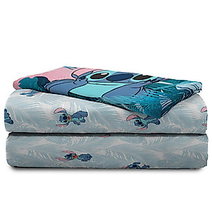 Jay Franco Disney Lilo & Stitch Floral Fun Twin Sheet Set - 3 Piece Set Super Soft and Cozy Kid’s Bedding - Fade Resistant Microfiber Sheets (Official Disney Product)