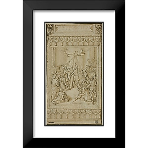 ArtDirect Cesare Nebbia 12x18 Black Modern Frame and Double Matted Museum Art Print Titled - Saint Helena Kneeling Before the True Cross (C. 1582)