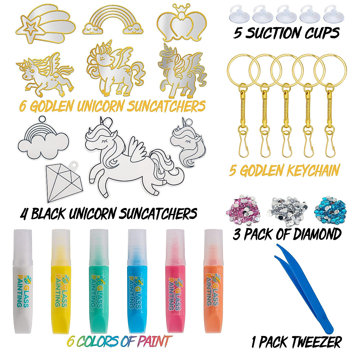 FTBox Create Your Own Unicorn Window Art, DIY Unicorn Window Suncatchers, Crystal Pendant, Arts and Craft Kits for Kids Ages 3-12