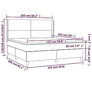 GOLINPEILO Queen Fabric Box Spring Bed with Mattress Set,Included 1 x Bed Frame/1 x Headboard with Ears-A/1 x Mattress/1 x Mattress Topper, Light Gray with Black Legs(Style A)