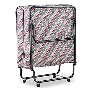 Linon Verona Metal and Fabric Folding Bed with Memory Foam Mattress in Gray
