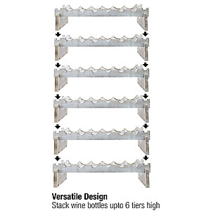 Sorbus® Wood Wine Stackable Rack 6 Tier — Rustic Style Wine Racks for Bottles — Perfect for Bar, Wine Cellar, Basement, Cabinet, Pantry, etc. (6-Tier, Grey Wood)