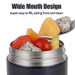 17oz Food Jar for Hot Food with Spoon, Stainless Steel Leakproof Insulated Lunch Containers for Kids Adults