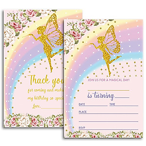 FujLoy Fairy Invitation, Fairy Birthday, Fairy birthday party, Fairy Birthday Decorations.（068）