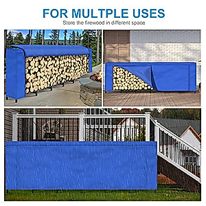 NANANARDOSO 8ft Firewood Rack Outdoor with Cover Combo Set Waterproof for Wood Storage, Adjustable Fire Log Stacker Stand, Heavy Duty Firewood Log Rack Holder for Fireplace Lumber Storage