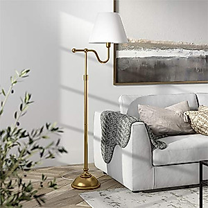 Wellesley 63" Tall Floor Lamp with Fabric Shade in Brass/White