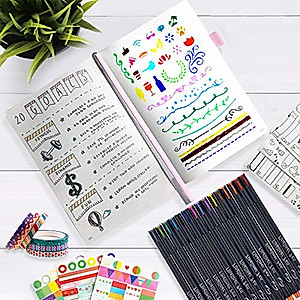 Dotted Journal Kit, Feela Dot Grid Journal Hardcover Planner Notebook Set For Beginners Women Girls Note Taking with Journaling Supplies Stencils Stickers Pens Accessories, A5, 224 Pages, Pink