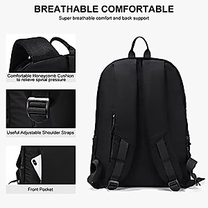 Black Backpack for Girls Lightweight College High School Bookbag for Teens Durable Middle School Students Bags for Boys Travel Rucksack Casual Daypack For Men Women Fit 14 Inch Laptop Backpacks