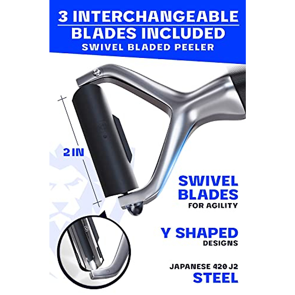 Dalstrong Razor VX - Y Peeler - High Carbon Stainless Steel - Non Slip G10 Handle - Fine, Serrated & Julienne Blades Set - Premium Vegetable, Fruit, Potato Peeler for Kitchen