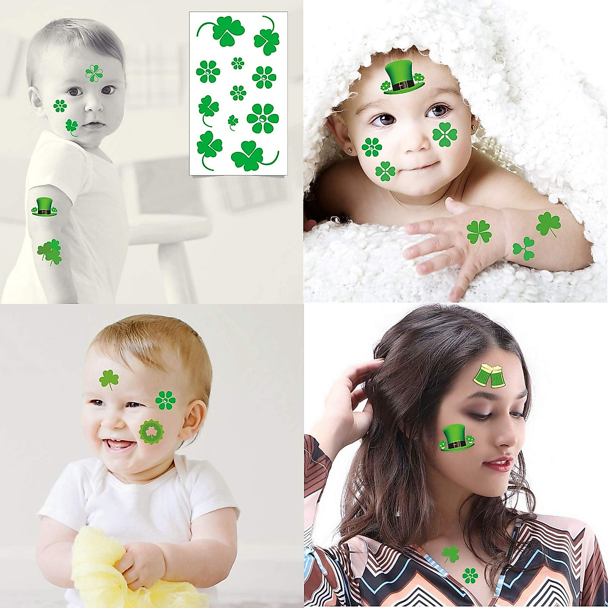 St. Patrick's Day Green Shamrock Tattoos Irish Shamrock Tattoos for Party Parade Family School