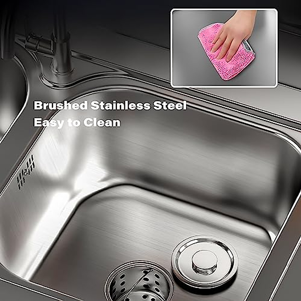 Outdoor Freestanding Stainless Steel Sink, Commercial Restaurant Kitchen Sink, Workbench Sink for Cafe Bar Hotel Garage Laundry Room Sturdy and Stable Easy to Assemble (Size : 47")