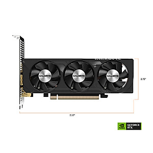 GIGABYTE GeForce RTX 4060 OC Low Profile 8G Graphics Card, 3X WINDFORCE Fans, 8GB 128-bit GDDR6, GV-N4060OC-8GL Video Card
