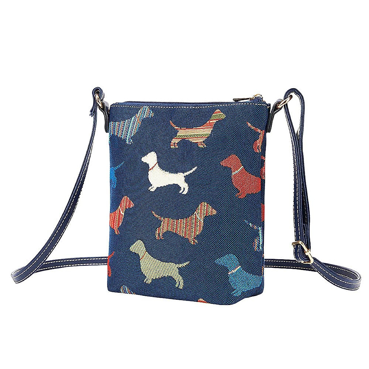 Signare Tapestry Small Crossbody Bag Sling Bag for Women in Dachshund Design (SLING-DACH)