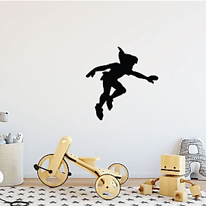 Peter Pan Wall Decal - Shadow - Disney Vinyl Sticker Silhouette for Kid's Playroom, Bedroom Decoration or Nursery Decor
