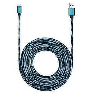 USB Type C Cable 15ft with 3A Fast Charging, Ultra Long and Extremely Durable Nylon Braided USB C Charger Cord for Galaxy S10/S9/S8/Google Pixel/LG/OnePlus/Moto and More (Blue)