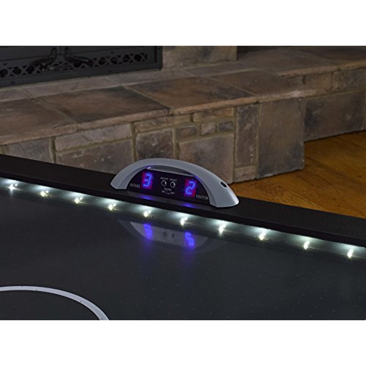 TRIUMPH SPORTS USA Lumen-X Lazer 6’ Interactive Air Hockey Table Featuring All-Rail LED Lighting and In-Game Music