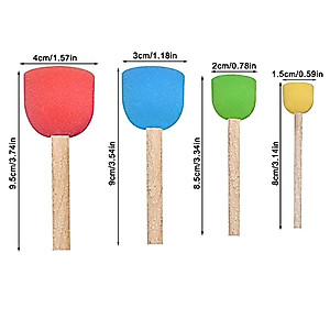 24 Pcs Round Sponge Brush Set, AIFUDA Round Foam Paint Brushes Sponge Painting Tools with Wooden Handles for Arts and Crafts