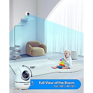 Baby Monitor with Camera and Audio - 5” Display Video Baby Monitor with 29 Hour Battery Life, Remote Pan & Tilt, 2X Zoom,Auto Night Vision, 2 Way Talk, Temperature Sensor,Lullabies,960 Feet Range