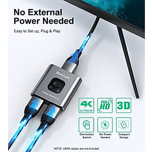 HDMI Switch 4k@60hz Splitter, GANA Aluminum Bidirectional HDMI Switcher 2 in 1 Out, Manual HDMI Hub Supports HD Compatible with Xbox PS5/4/3 Blu-Ray Player Fire Stick Roku