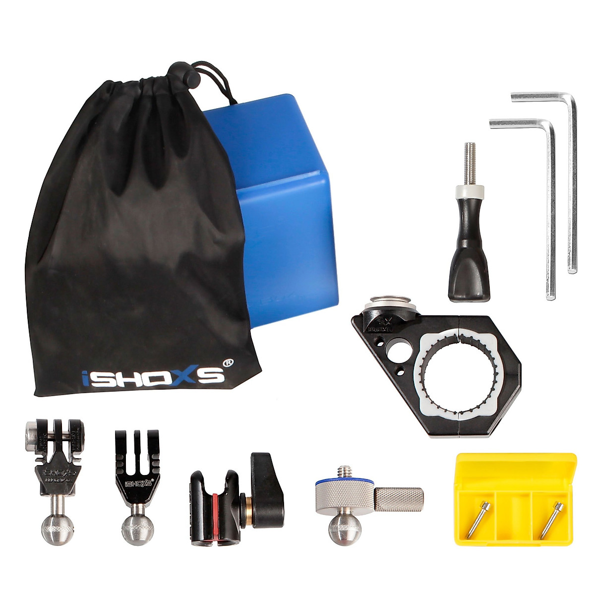 iSHOXS BullBar Pro X 34 | Action Cam Mount - 360° Swivel | Roll Bar Holder for GoPro Hero 11 10 9, Apexcam, Apeman, Insta360, and Compatible Cameras | Aluminum Range 30-34mm