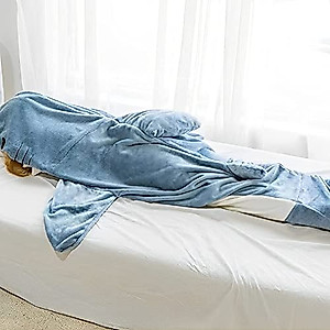 2023 New Shark Blanket Adult - Shark Onesie Blanket Wearable Shark Blanket Super Soft Cozy Flannel Hoodie -Shark Blanket Hoodie (190 * 90CM(L))