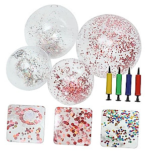 BESTOYARD 1 Set Inflatable Beach Ball Pool Ball Beach Pool Toys Ball inflator Summer Toys Beach Balls in Bulk Beach Toy Inflatable Glitter Ball Water Inflatable Ball Funny Beach Ball