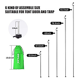 Tarp Poles Adjustable Heavy Duty 90 in Camping Tent Poles for Tarp Portable Telescoping Tent Poles for Awnings Canopy Rain Fly Shelter Set of 2