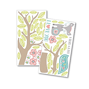 Levtex Baby Fiona Wall Decals - Flowering Tree Peel and Stick Large Decals - Taupe, Pink, Green, Aqua - I Love You A Bushel and A Peck