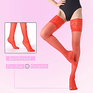 G&Y Thigh High Stockings with Silicone - 15D Sheer Lace Top Nylon Stay Up Pantyhose for Women
