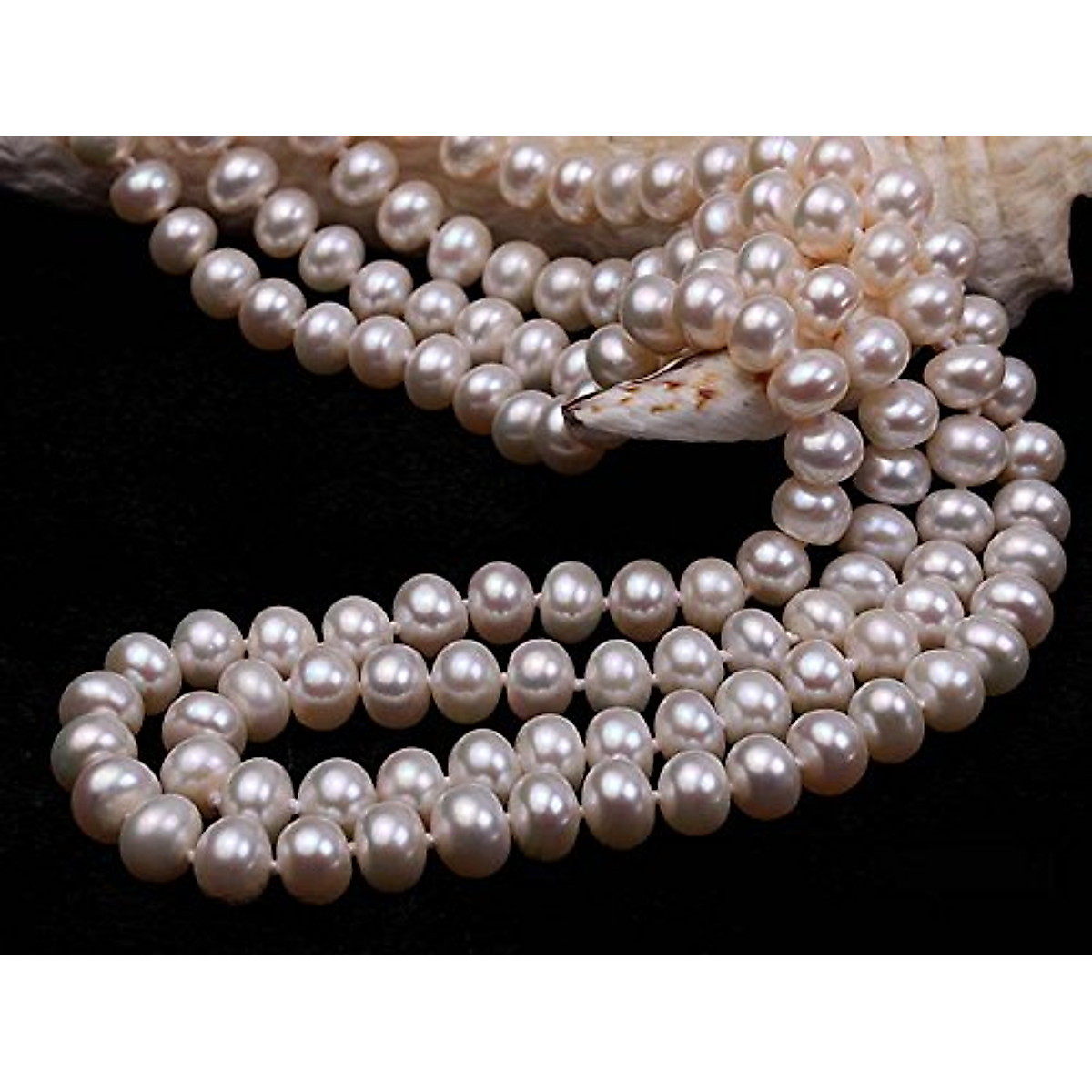 JYX Double-row 8mm Flatly-round Freshwater Cultured Pearl Necklace 22"