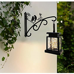 Heavy Duty Outdoor Hanging Plants Brackets, Plant Hangers with Wall Mounted Solid Steel Indoor Hooks, Support Up to 30 lbs for Basket Lantern/Light/Bird Feeder, Pack of 2 Garden Gifts Black (10 inch)