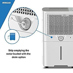 VOVGUU Home Dehumidifier 50pint up to 4500 Sq.Ft For Basements, Large & Medium Sized Rooms, and Bathrooms with Intelligent Touch Control, 24 Hr Timer, and 0.66 Gallon Water Tank