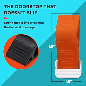 Wundermax Door Stoppers - Pack of 3 Rubber Door Wedge for Carpet, Hardwood, Concrete and Tile - Home Improvement Accessories - Black