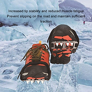 LIANGLIDE 10 Tooth Mountaineering Anti Skid Crampons, Anti Slip Ice Claws Shoes Cover, Safety for Snow Shoe Boot Ski Fishing Climbing, Bundled Ice Crampons for Each Kind of Boots