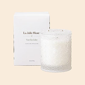 LA JOLIE MUSE Scented Candle Vanilla Cake, House Warming Gifts New Home, 8 oz 50 Hours Burn, Natural Soy Candle, Candles for Home Scented