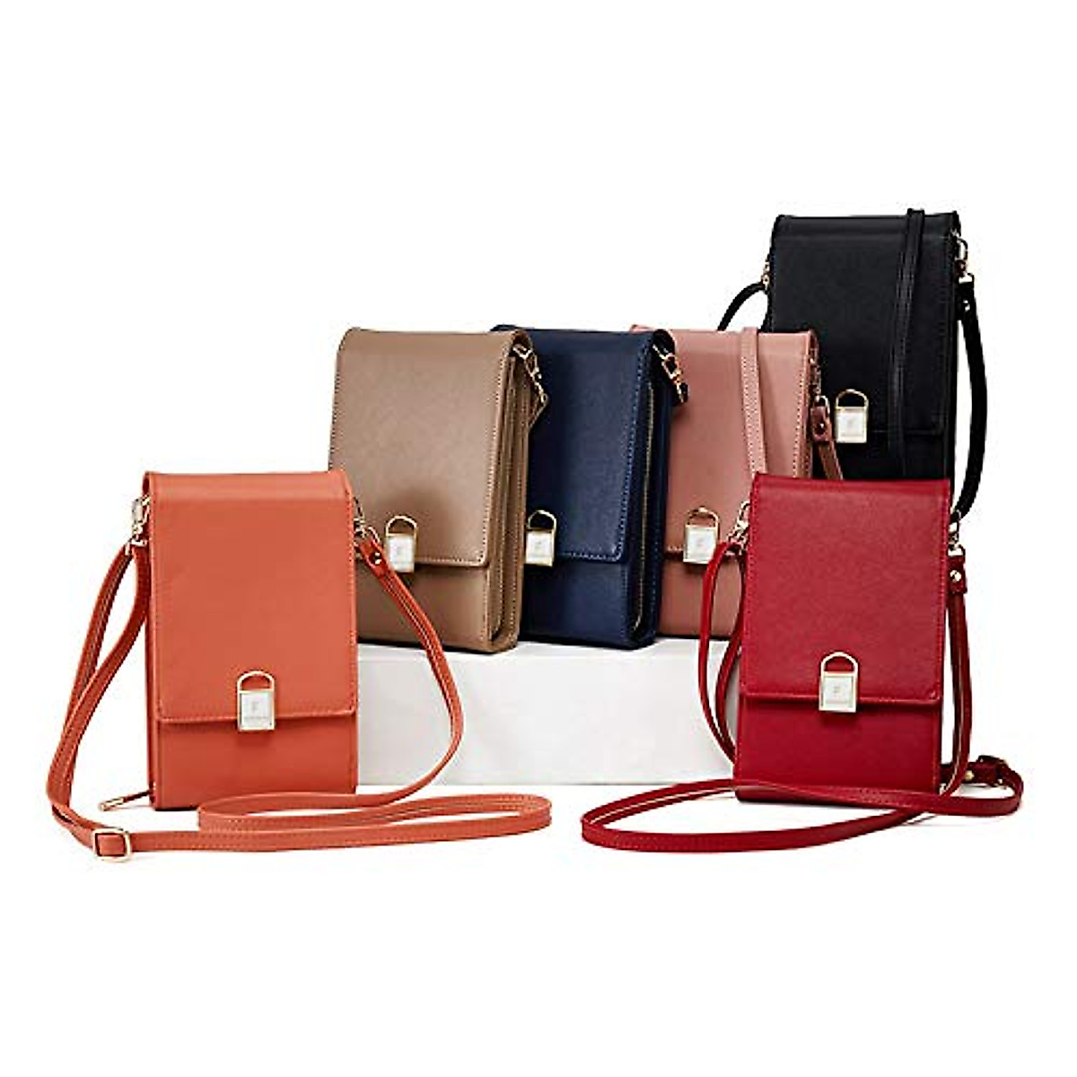 Hooshion Crossbody Cell Phone Purse for Women, Mini Shoulder Bag Wallet with Credit Card Slots (Pink)