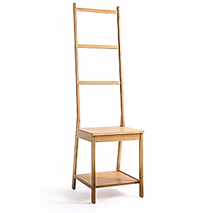 HYNAWIN Bamboo Bath Towel Rack, Multifunctional Bathroom Floor Shelf, Floor Storage Rack, Chair with Towel Rack, for Bathrooms and Bedrooms