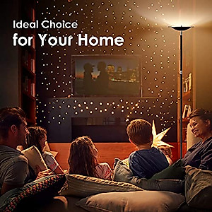 Dimmable Floor Lamps for Living Room, 71" Torchiere Floor Lamp with Touch Control, 20W LED Bright Tall Pole Lamp, 3000K Daylight, Modern Standing Lamp for Bedroom/Office/Den, Sky Stand up Lamp Black