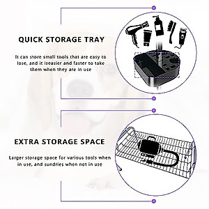 LEIBOU 45'' Professional Foldable Heavy Duty Dog Pet Grooming Table with Tool Holder H-Shape Arm & Noose & Mesh Tray, Maximum Capacity Up to 260lbs, Black