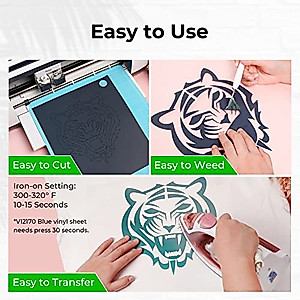 Heat Transfer Vinyl, Iron On Vinyl with Transfer Tape & Weeding Tools for Vinyl, HTV Vinyl with White HTV Vinyl Roll & Black HTV Vinyl roll & Vinyl Holder, HTV Heat Transfer Vinyl Bundle Gift Set